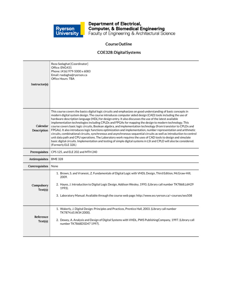 COE328 F2021 CourseOutline | PDF