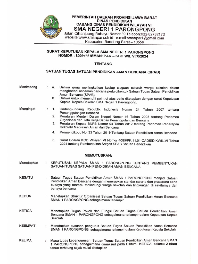 SK PSAB SMAN 1 Parongpong | PDF