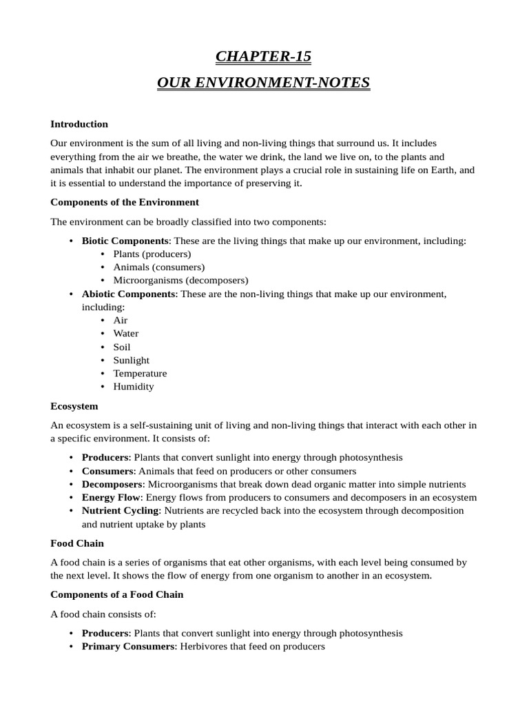 Our Environment Notes | PDF