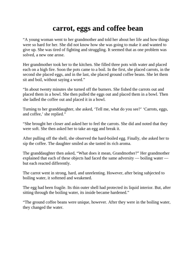 Carrot, Egg and Coffee Bean | PDF | Coffee