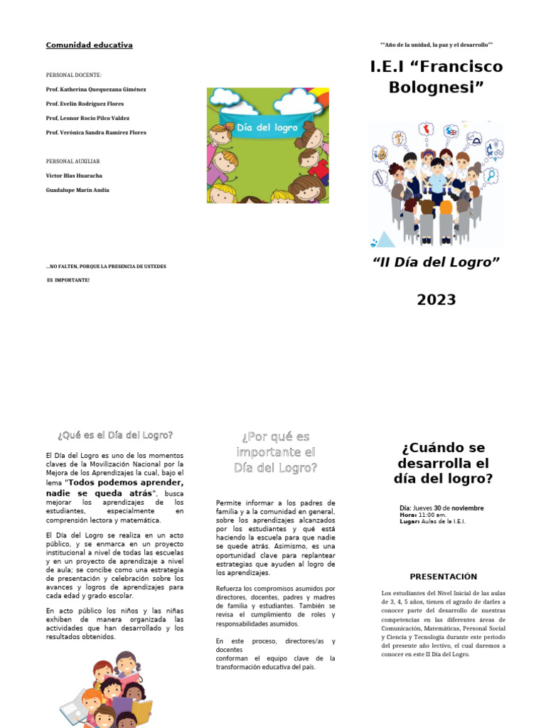 Dia Del Logro Tríptico | PDF