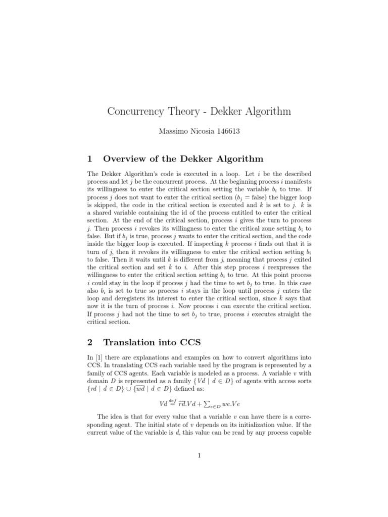 Concurrency Theory - Dekker Algorithm | PDF | Computer Programming | Logic