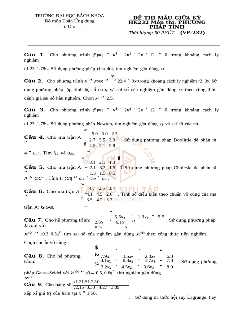 Đề Thi Minh Họa HK232 1 | PDF