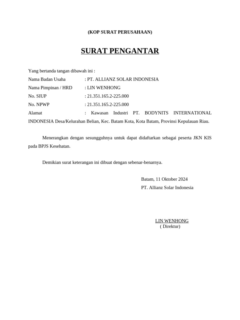 2 Surat Pengantar, Formulir Pendaftaran, Surat Pernyataan Pendaftaran | PDF