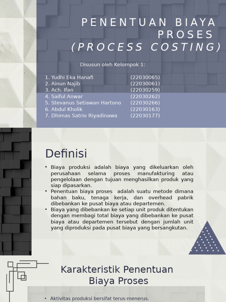 Kelompok 1 - Penentuan Biaya Proses (Process Costing) | PDF