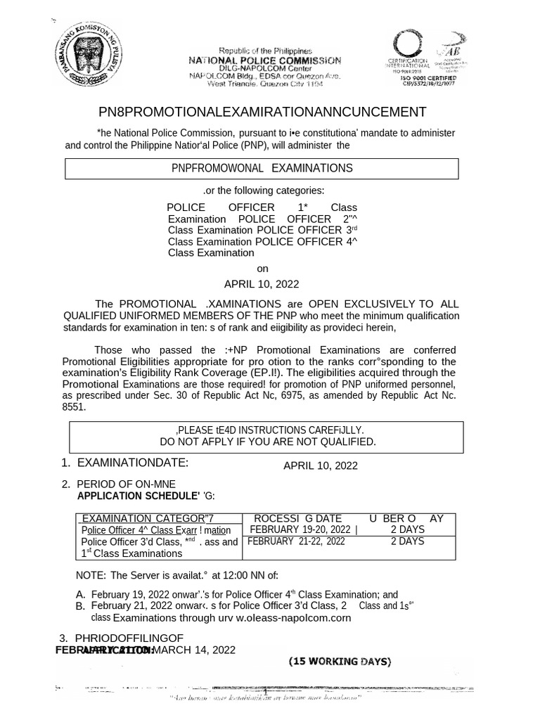 PNP Promotional Exam | PDF