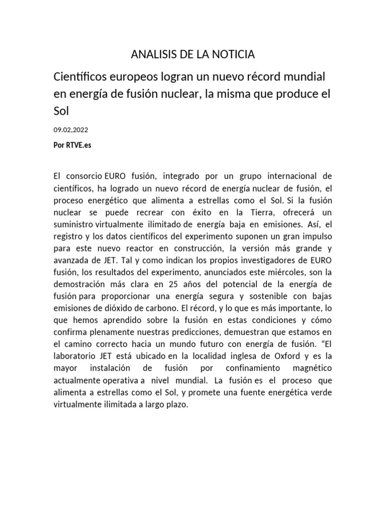 Analisis de La Noticia 1 | PDF