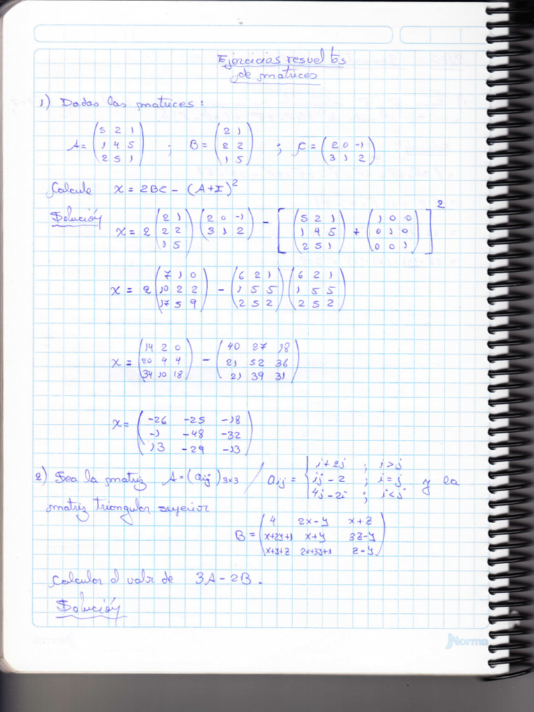 S4 - Ejercicios resueltos de matrices | PDF S4 - Ejercicios resueltos de matrices | PDF