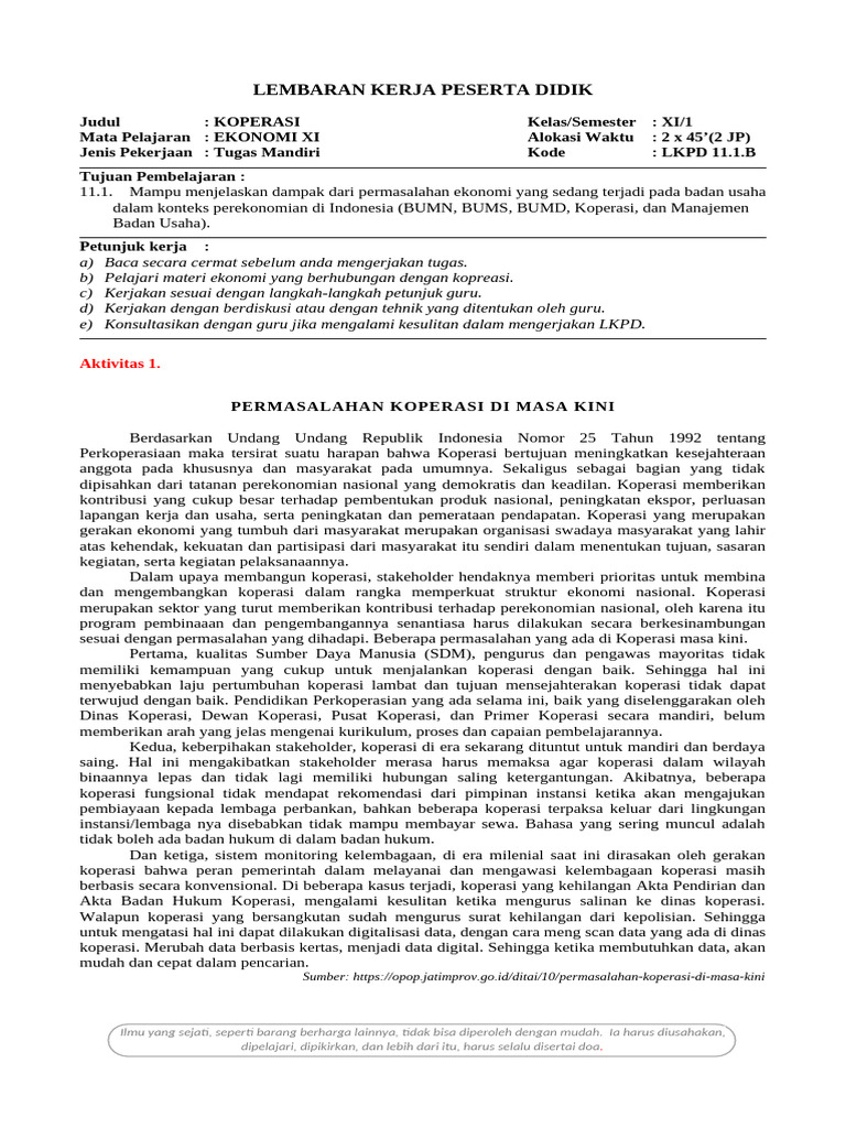 LKPD Tp.11.1 - B Koperasi | PDF