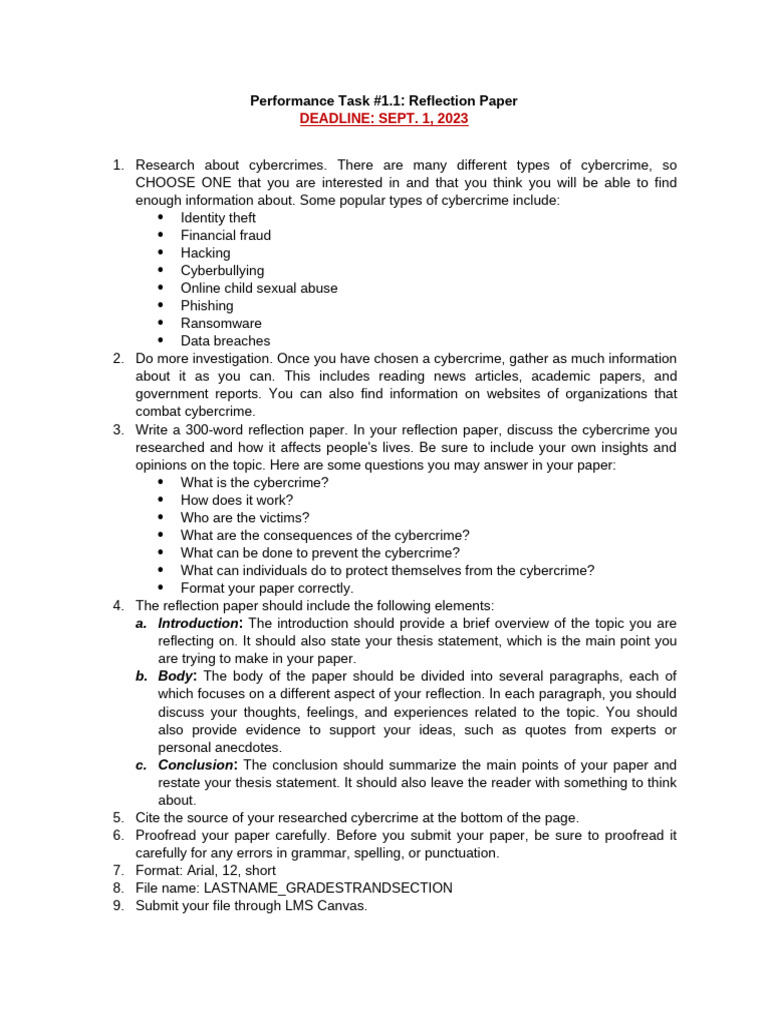 PT 1.1 Reflection Paper | PDF | Proofreading | Cybercrime
