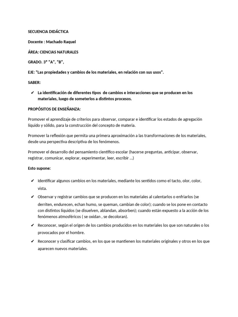 Naturales Estado de La Materia 3 Grado | PDF