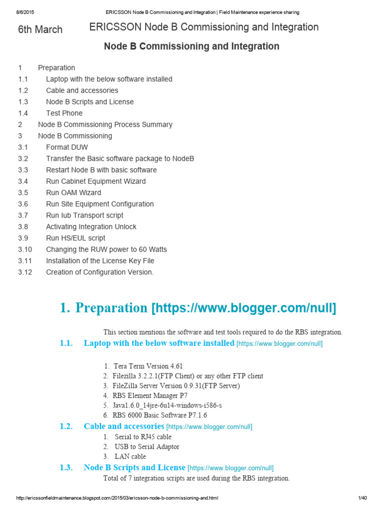 ERICSSON Node B Commissioning and Integr | PDF