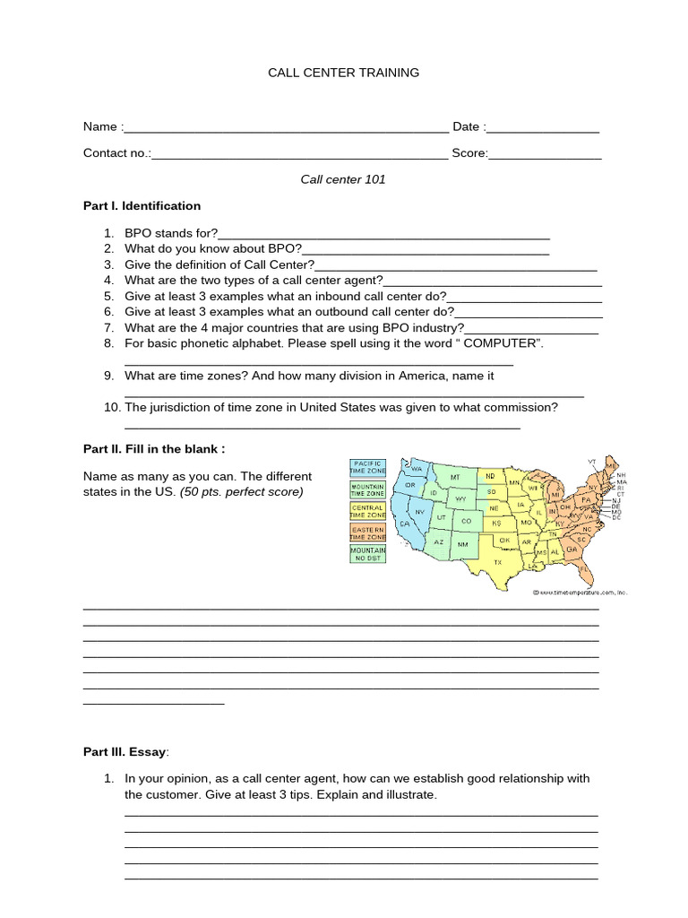 Call Center Quiz 1 | PDF