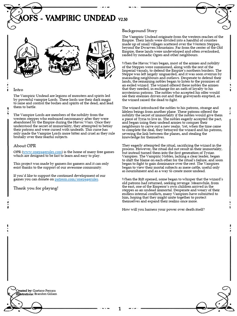 AOFS - Vampiric Undead v2.50 | PDF