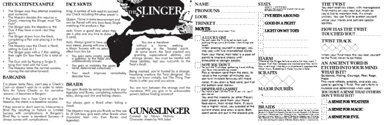 THE SLINGER Character & Reference Sheets | PDF