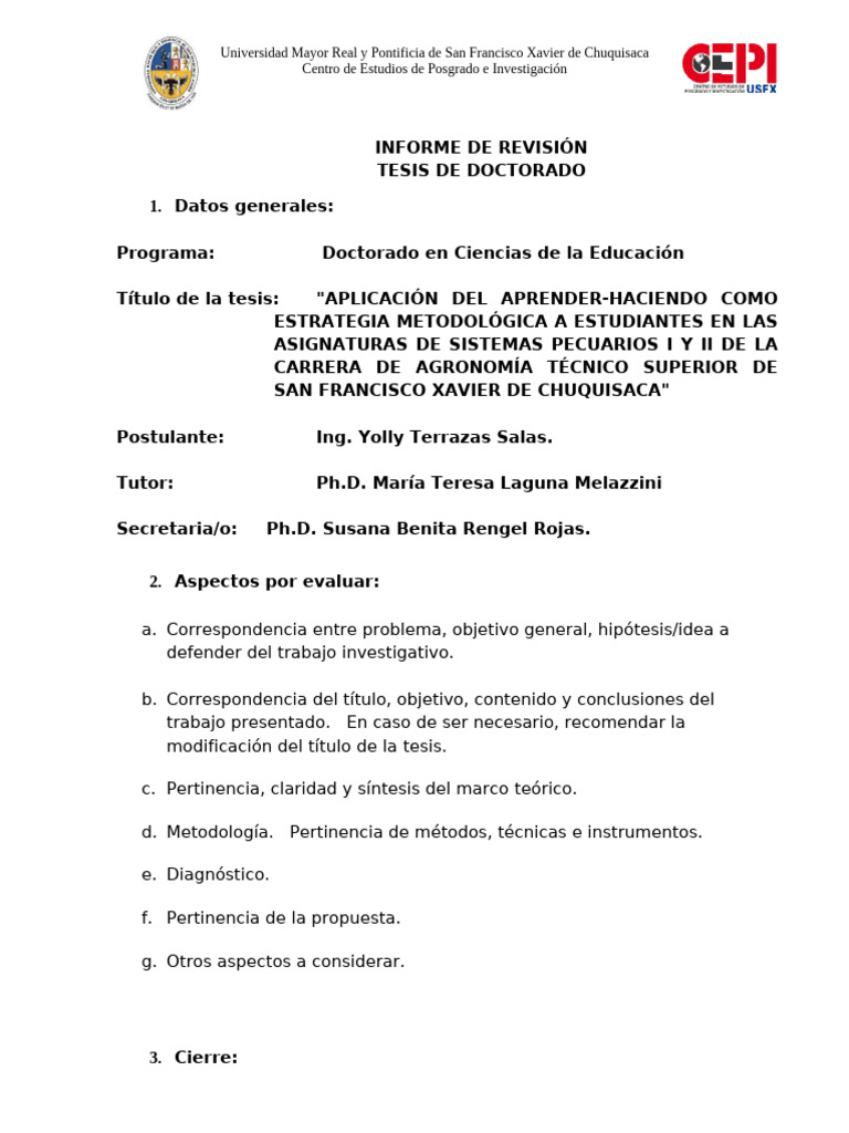 Formato de Informe de Revisión | PDF