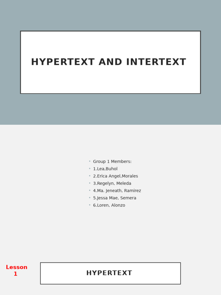 Group 1 (Hypertext and Intertext) | PDF
