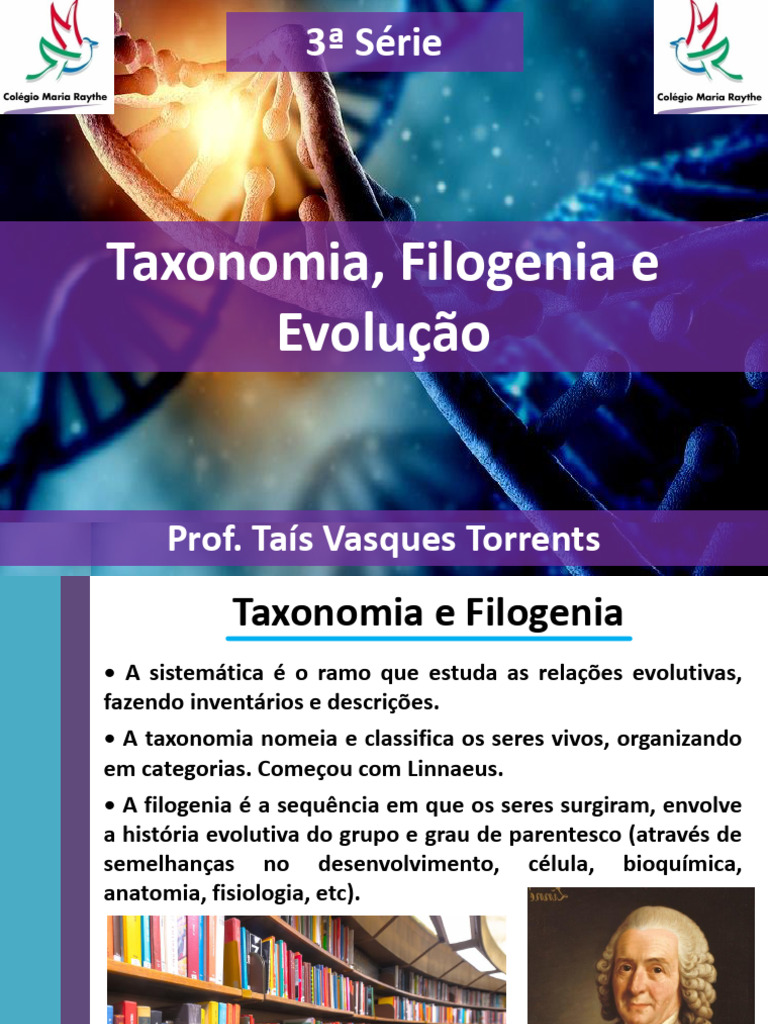3 Série - Aula Taxonomia, Filogenia e Evolução | PDF