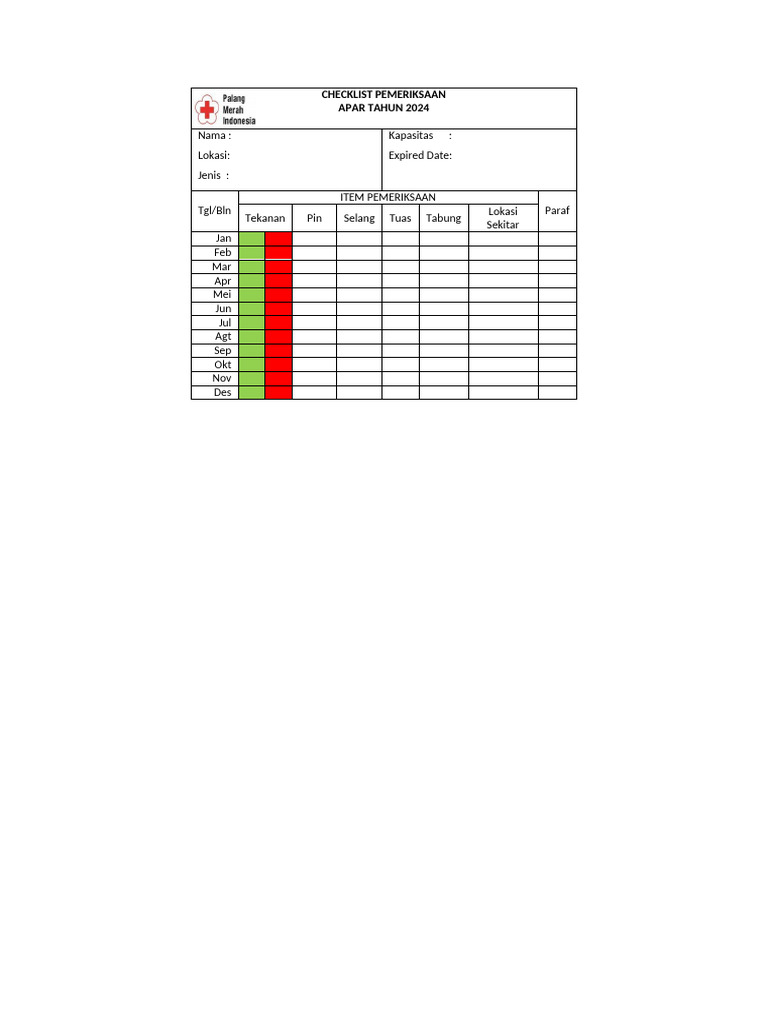 Checklist Pemeriksaan Apar | PDF
