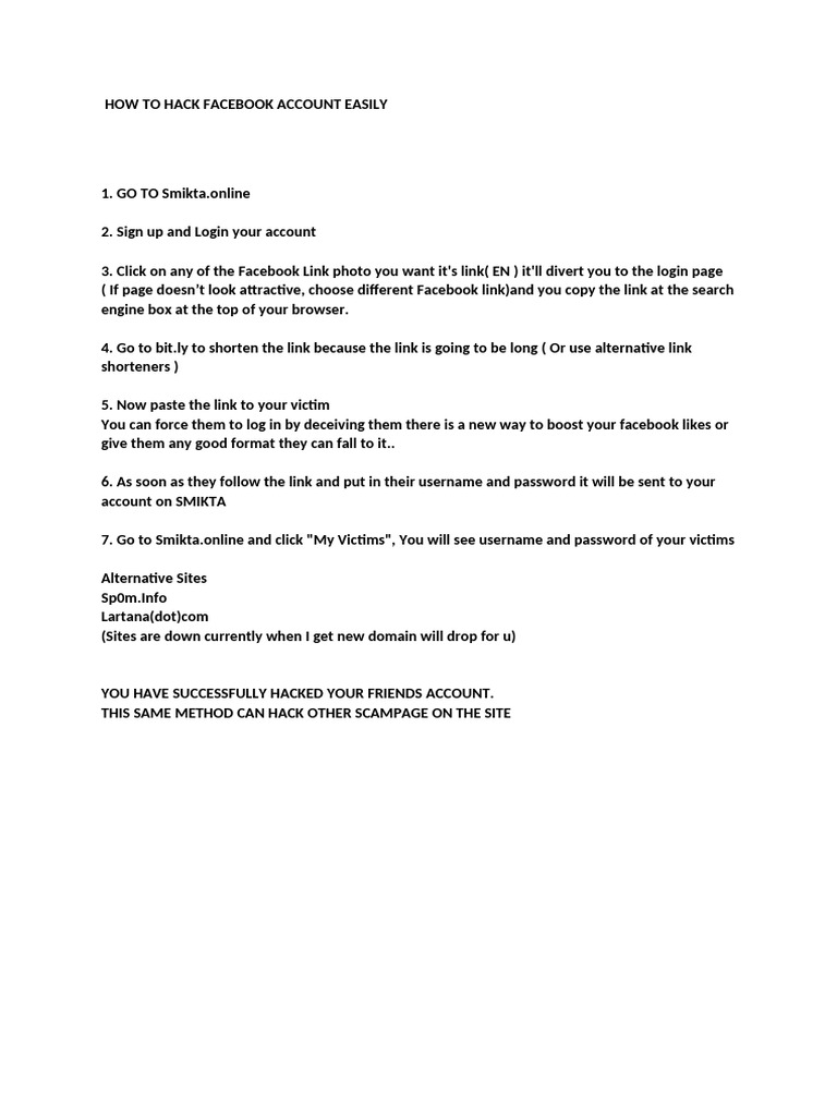 How To Hack Facebook Account Easily Pdf Social Science