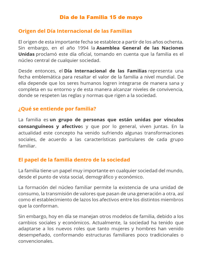 Dia de La Familia 15 de Mayo | PDF