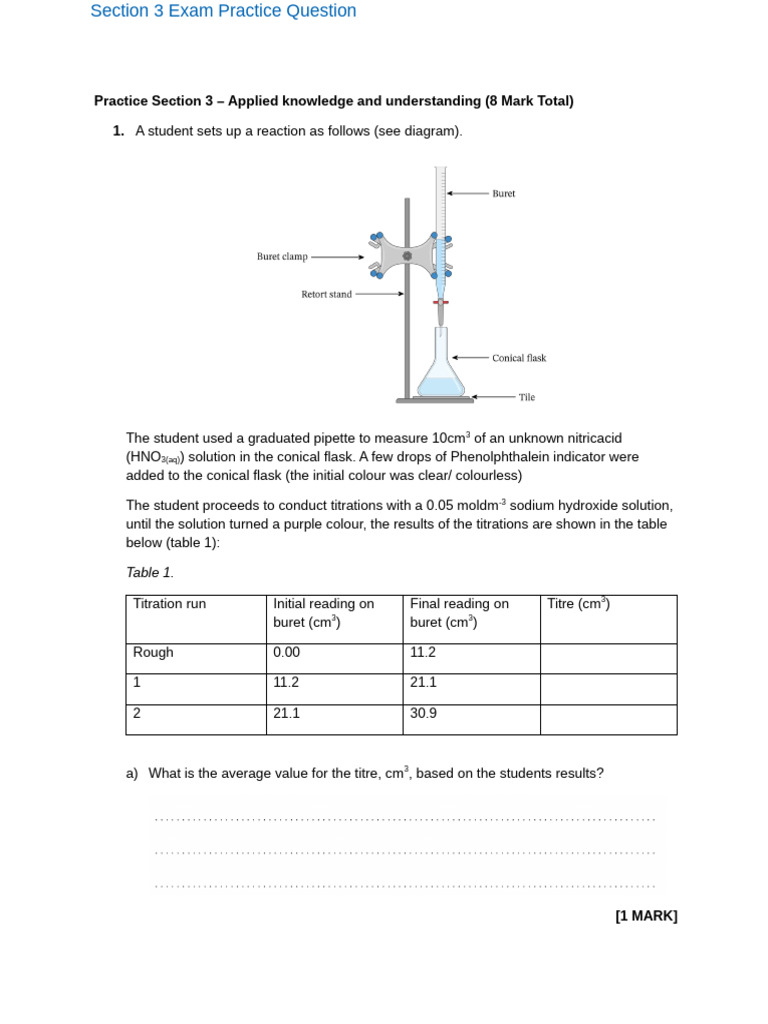Titration Exam Question | PDF