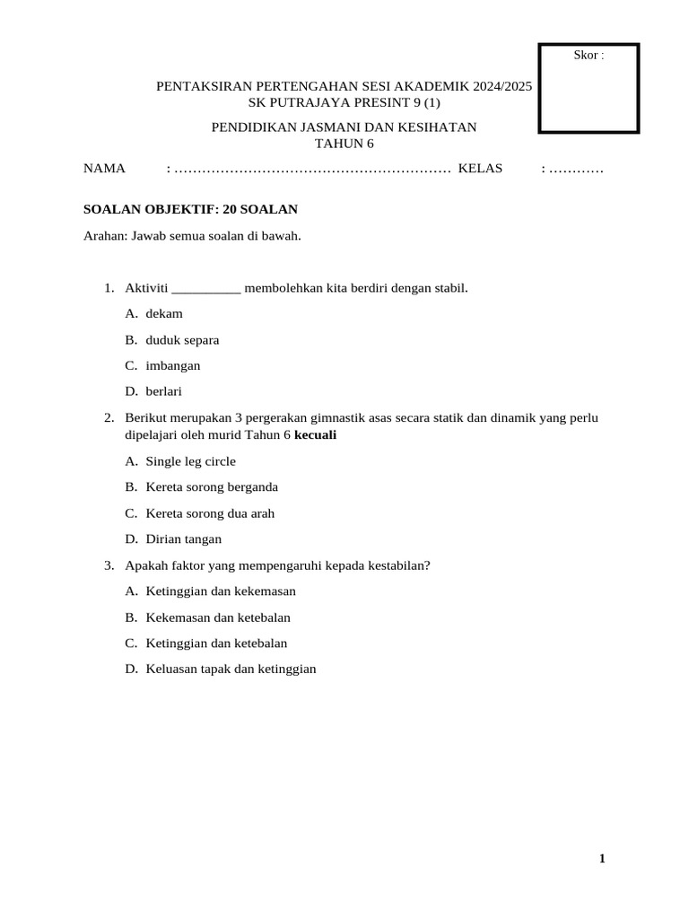 Ppsa PJPK Tahun 6 2024 | PDF