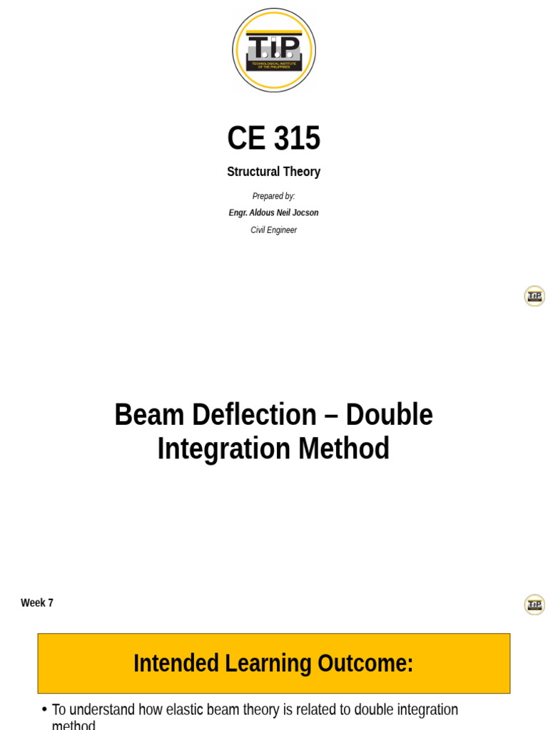 Week 7 Beam Deflection Double Integration Method | PDF