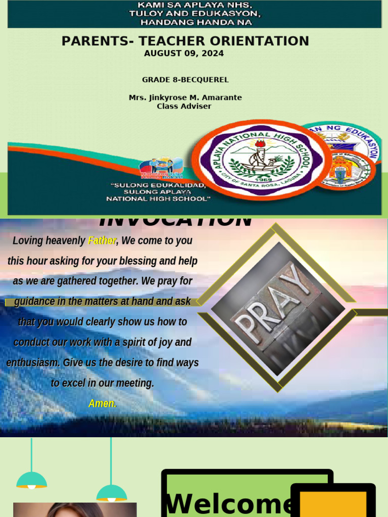 Parent Teacher Orientation Grade 8 | PDF