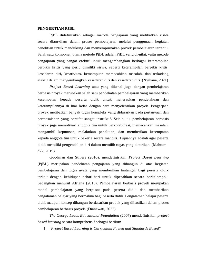 Pengertian & Tujuan PJBL | PDF