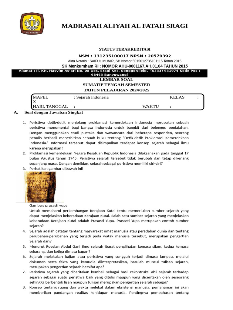 STS Kls X Sejrah | PDF