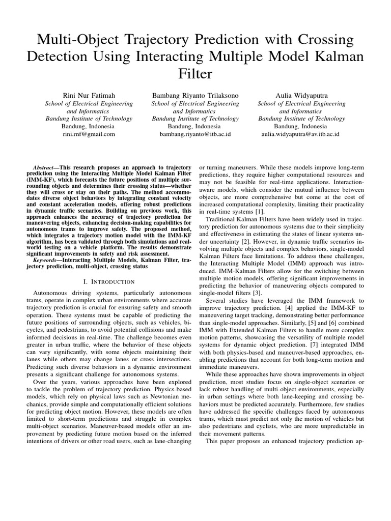 Multi-Object Trajectory Prediction With Crossing Detection Using ...
