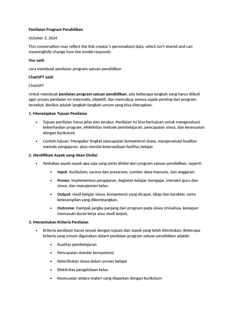 Panduan Evaluasi Program Pendidikan | PDF