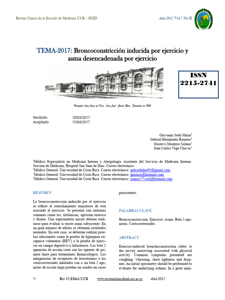 Broncoconstriccion Inducida Por El Ejercicio | PDF