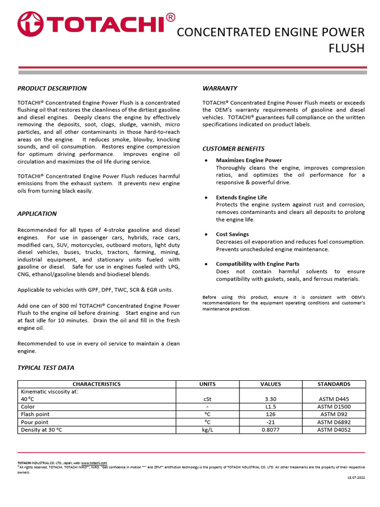 TDS - Concentrated Engine Power Flush en | PDF