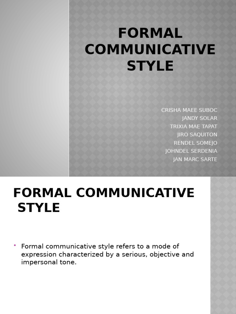 Formal Communicative Style - 093203 | PDF | Career & Growth | Social ...