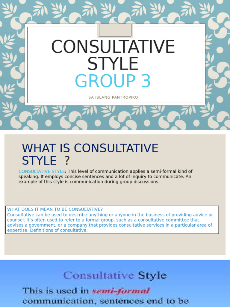 Consultative Style: Group 3 | PDF