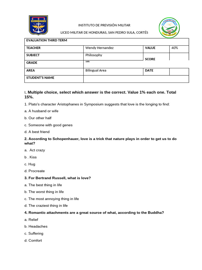 Philosophy 11th Grade 3 Partial | PDF