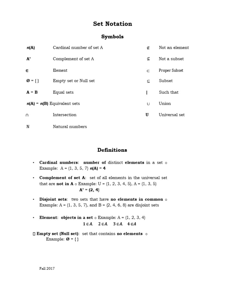 PDF-link M-s1 Set Notation | PDF