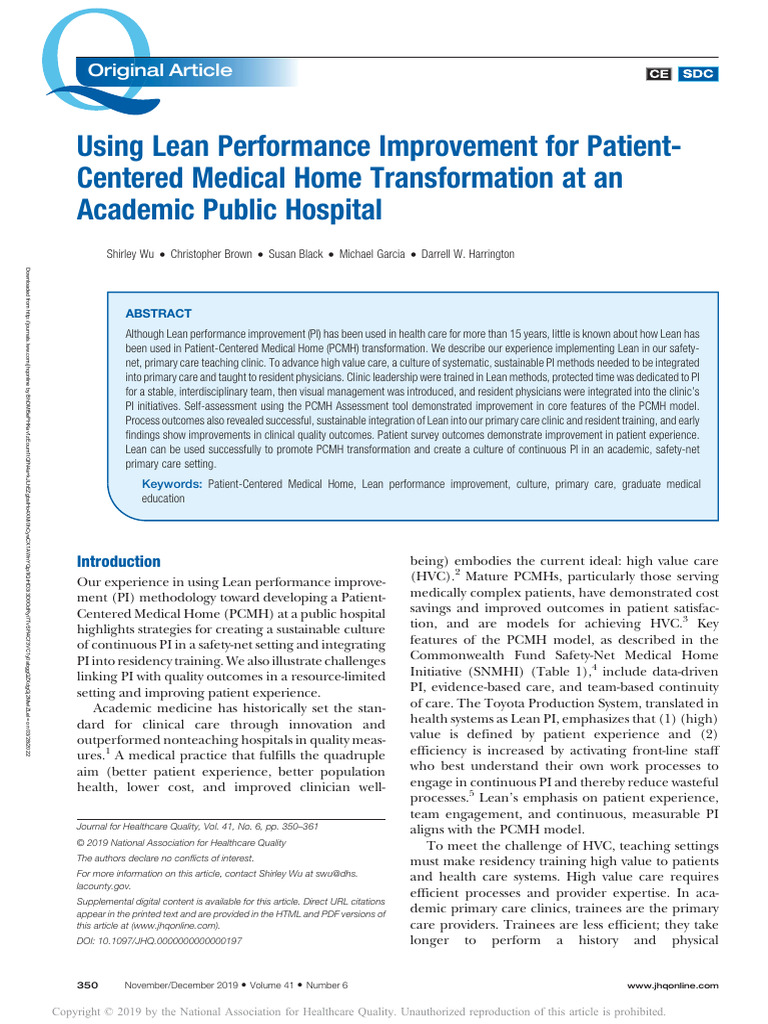 Using Lean Performance Improvement | PDF