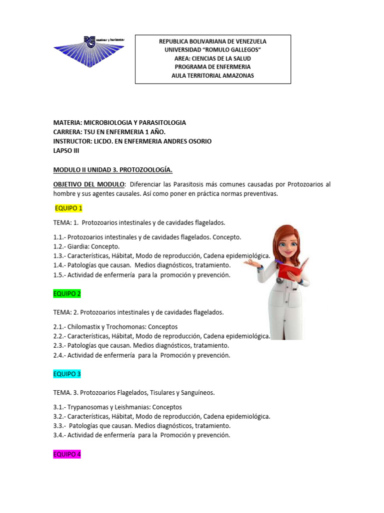 Microbiologia Modulo Ii Protozoologia Unidad 3 Actividad 2 | PDF