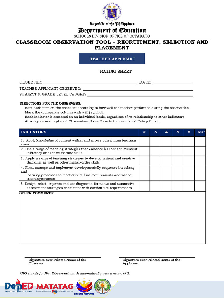 Annex L - COT RSP Rating Sheet | PDF