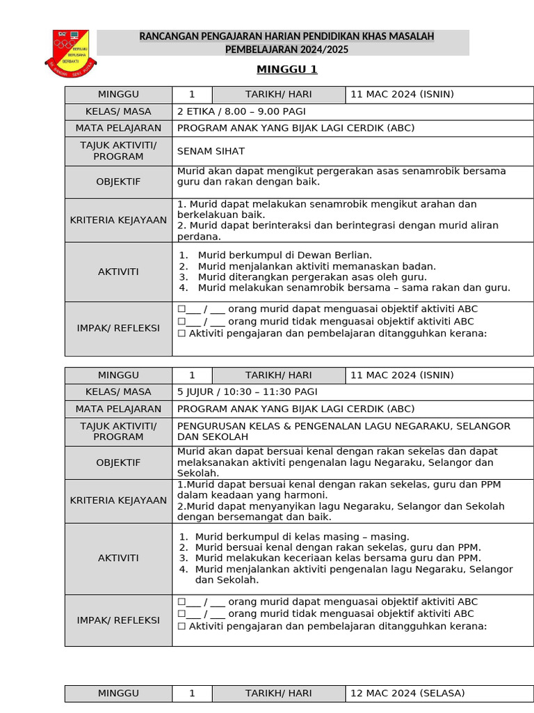 RPH MINGGU 1 (ABC) PPKI | PDF