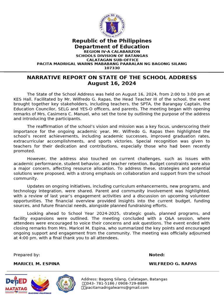 SOSA Narrative Report | PDF