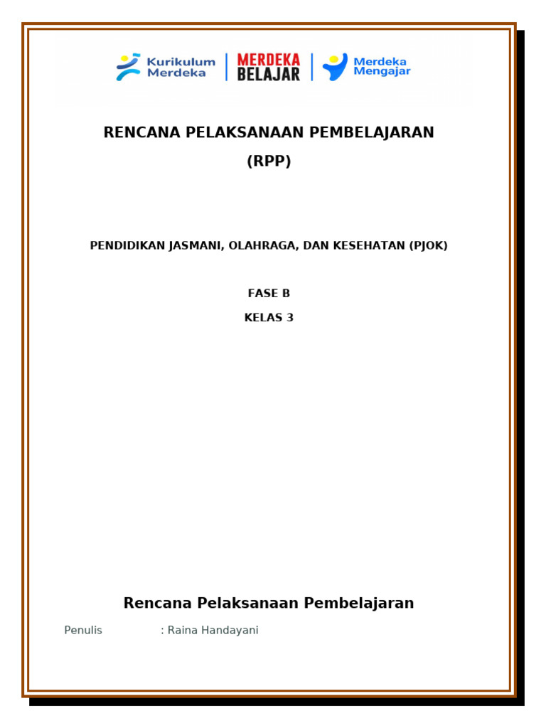 RPP Pjok Kls 3 | PDF