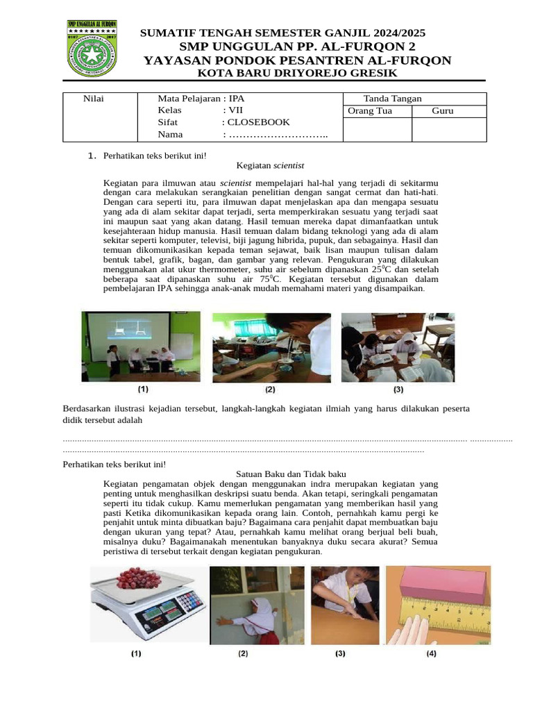 Soal STS Ipa Kelas 7 | PDF