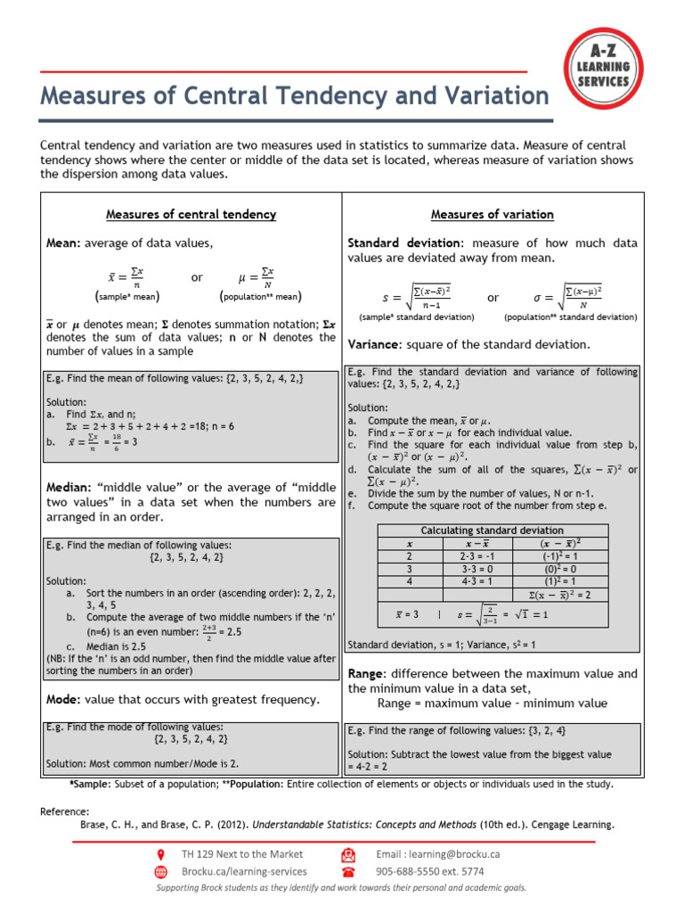 Assessment in Learning 1 - Measures of Central Tendency and Variation ...
