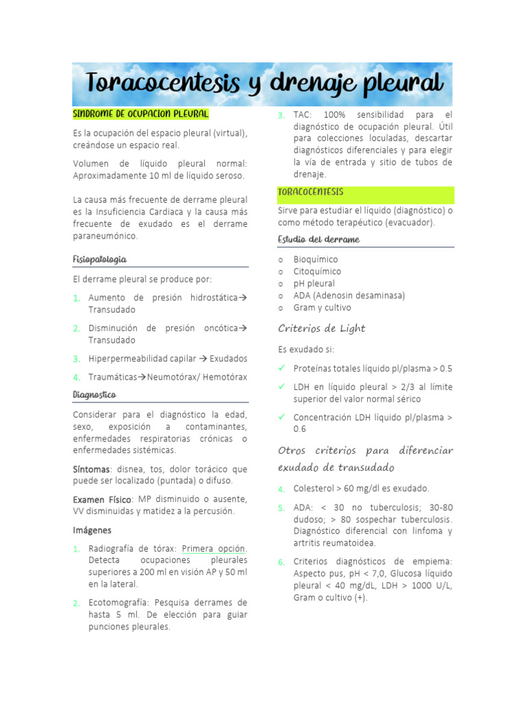 Toracocentesis y Drenaje Pleural | PDF