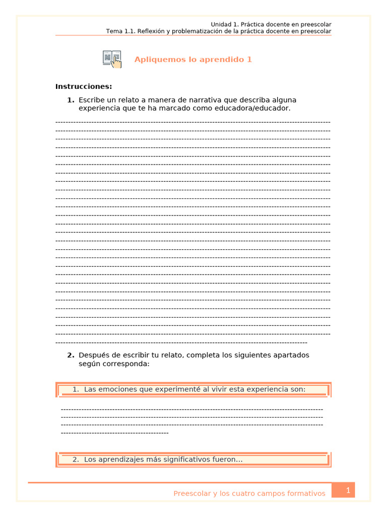 Apliquemos Lo Aprendido 1 | PDF | Educación de la primera infancia ...