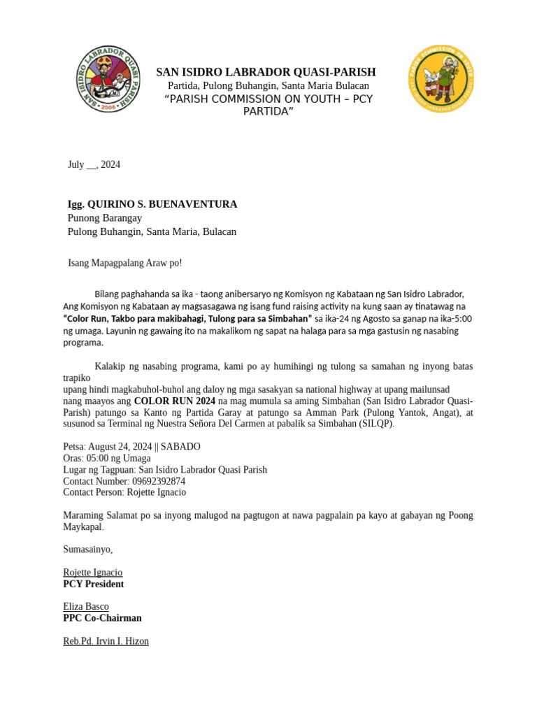 Tanod-Letter Request | PDF